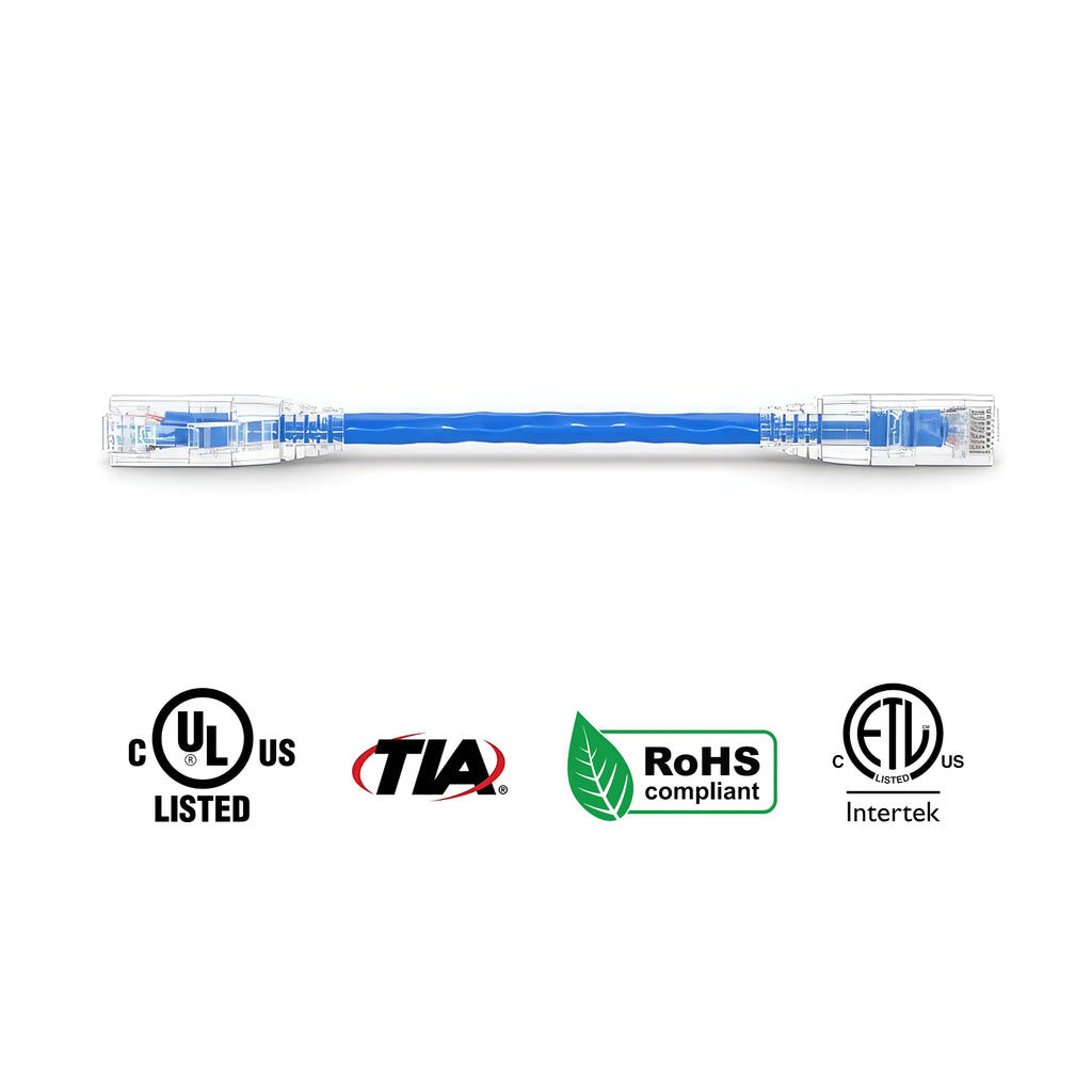 Cat6 Patch Cable Bare Copper Snagless 24 AWG 550Mhz RJ45 Blue UL Liste
