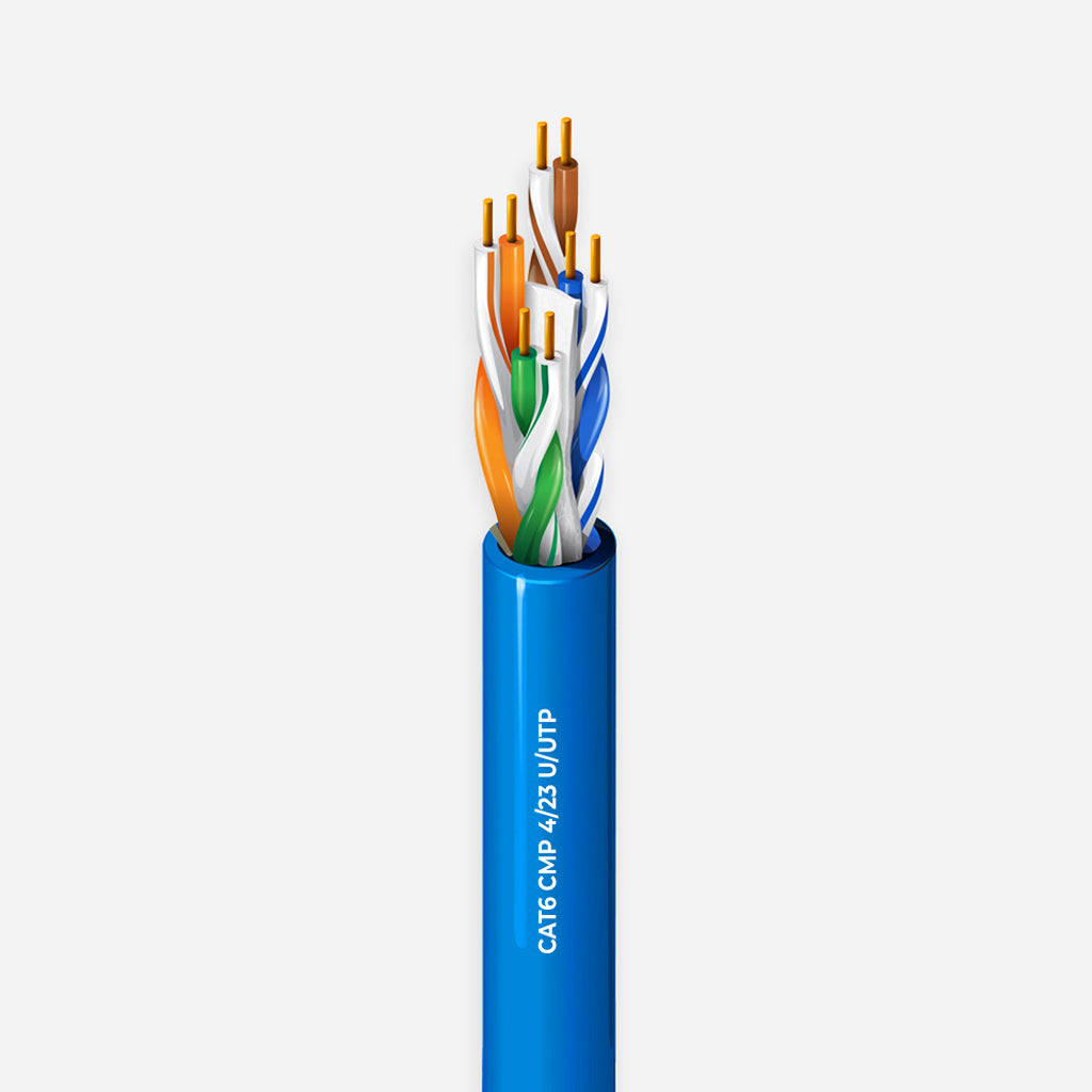 Cat6 Plenum Solid Copper 1000ft 24AWG 550MHz Ethernet Cable