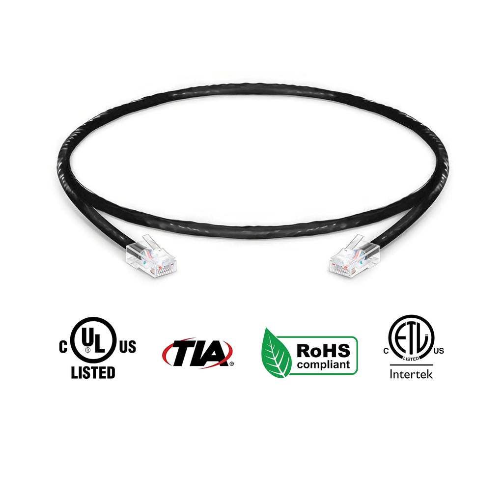 Cat6 Non-Booted Patch Cable Bare Copper UTP 24 AWG 550Mhz Black UL Lis