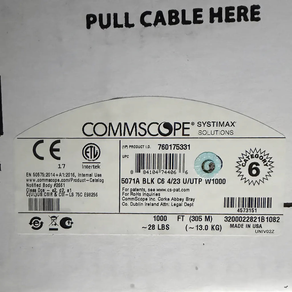CommScope 760175331 GigaSPEED XL 5071A Cat6 Riser 23AWG Black 1000ft Cable