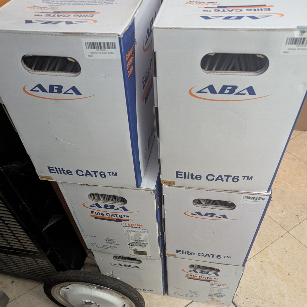 ABA Elite CAT6 Plenum 1000ft White Solid Copper 550MHz High-Speed Ethe