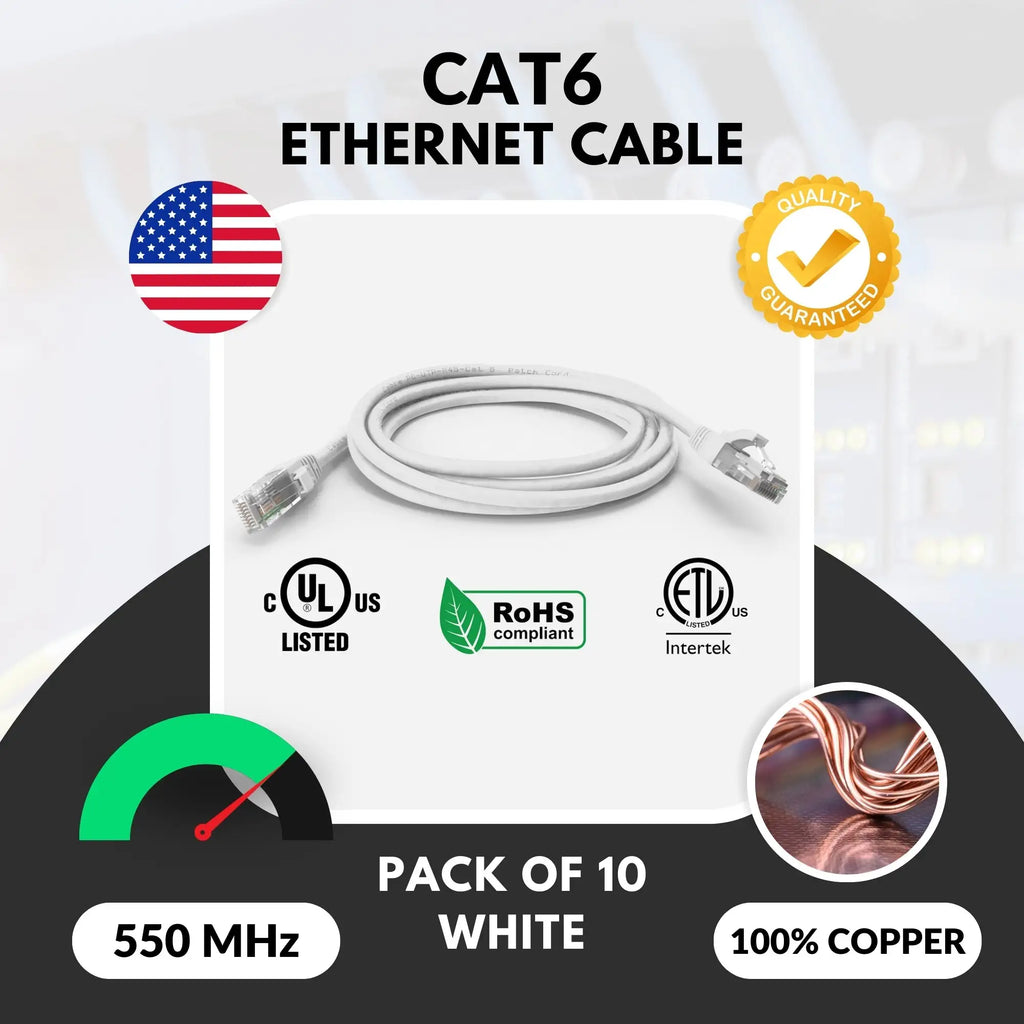 Cat6 Ethernet Patch Cords 550MHz Multiple Variations UL Certified