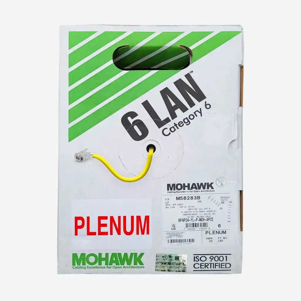 Cat6 Plenum Mohawk M58283B Solid Copper Ethernet Cable Yellow 1000ft